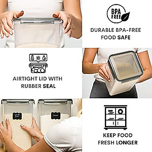 XXL 6.5L / 250 Oz x 2 & XL 5.2L / 175 Oz x 2 - WIDE & DEEP Food Storage Airtight Containers [Set of 4] + 4 Measuring Cups - Ideal for Sugar, Flour Leakproof BPA Free Clear Plastic - (Gray)