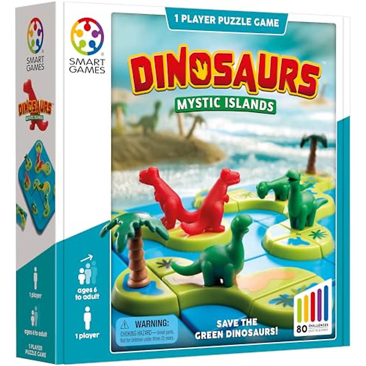 SmartGames Dinosaurs: Mystic Islands Board Game, a Fun, STEM Focused Prehistoric Brain Game and Puzzle Game for Ages 6 and Up