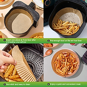 Disposable Air Fryer Paper Liners, 125Pcs 6.5In Parchment Paper Baking Liner for 2-5 QT Airfryer Basket, Oven, Microwave Accessories