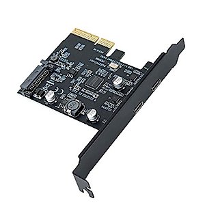 BEYIMEI PCI-Express 4X to USB 3.1 Gen 2 (10 Gbps) 2-Port Type C Expansion Card Asmedia Chipset,Integrated SATA15PIN Power Supply Interface,for Windows 7/8/10/MAC OS 10.14