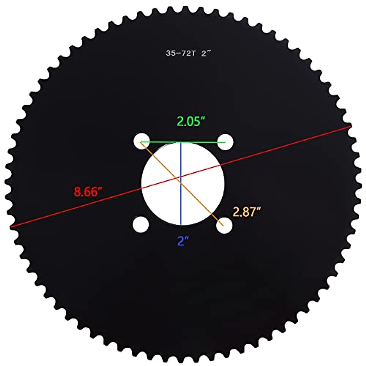 Go Kart Sprocket, 72 Tooth for 35 Chain Sprocket for Go Carts & Mini Bikes