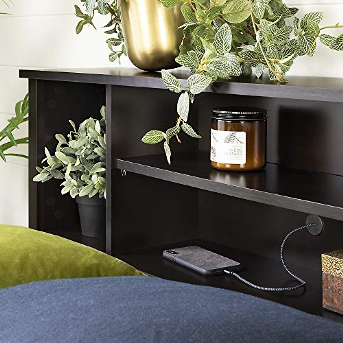 South Shore Vito Bookcase Headboard, Queen, Chocolate