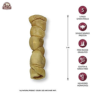 Wild Eats Water Buffalo Retriever Style Cheek Roll Dog Chews-5 Pack (Long Lasting Dog Chews, Dog Treats, Dog Bones for Aggressive Chewers & Dog Bones for Large Dogs) Great Substitute Pig Ears for Dogs