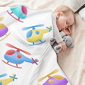 MCHIVER Watercolor Cute Helicopter Baby Blankets for Girls Boys Receiving Blankets Girl Toddler Blanket Swaddle Blankets Baby Receiving Blankets for Crib Infant Unisex Girl Newborn