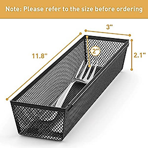 Silverware Organizer for Kitchen Drawer Utensil Cutlery Tray with Interlocking Arm Mesh Metal Flatware Storage Slip-proof for Knives, 6 Compartment by FURNINXS