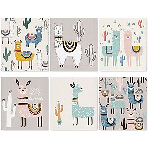 AnyDesign Alpaca Swedish Kitchen Dishcloth Cute Animal Absorbent Cotton Kitchen Towel Cleaning Dishcloths for Party Home Housewarming Cleaning Counter Wipes, 7 x 8 Inch, 6Pcs