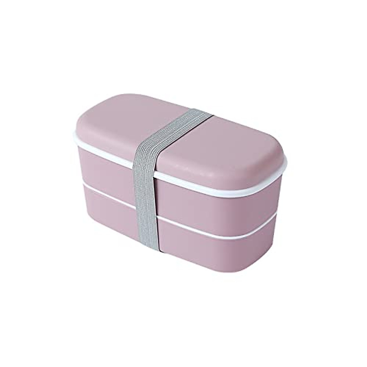 Ellylian 2-In-1 Compartment Bento Adults Lunch Box, Stackable Bento Box, Leakproof Eco-Friendly Bento Lunch Box Meal Prep Containers,Pink