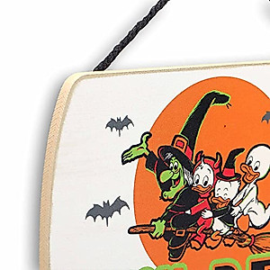 Disney 100th Anniversary Trick or Treat Halloween Hanging Wood Wall Decor - Spooky Halloween Sign Featuring Huey, Dewey and Louie