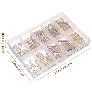 DOITOOL 1 Set Hexagonal Copper Column Hardware Assortment Kit Wall Mount Holder Stand Off Wall Mounts Metric Screw Assortment Kit Ceiling Fan Mount Hex Standoffs M2 Laptop Pillar