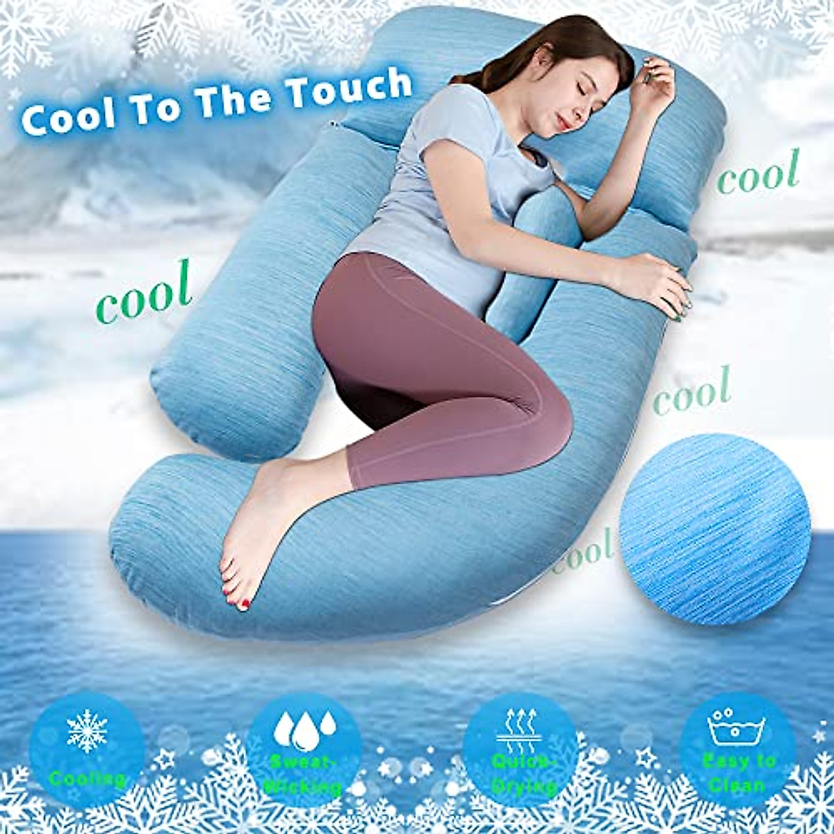 AS AWESLING 60in Pregnancy Pillows for Sleeping | Detachable Maternity Pillow for Pregnant Women | Extra Large Full Body Pillow for Pregnancy (Cool Gray)
