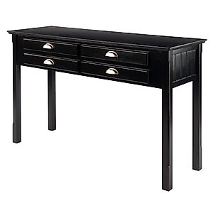 Winsome Timber 29.1 x 47.6 x 15.7-Inch Solid Beech Wood Hall/Console Table, Black (20450)