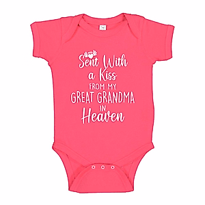 Sent with A Kiss from My Great Grandma in Heaven Baby Bodysuit NB Cyber Pink