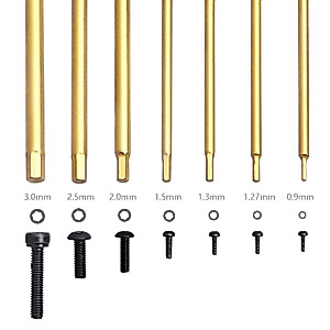 HobbyPark Hex Driver Set Hex Allen Screwdriver Kit Titanium 0.9mm/1.27mm/1.3mm/1.5mm/2.0mm/2.5mm/3.0mm Small and 17mm Hex Wrench Set RC Car Tools Kit