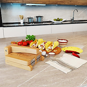 panan Wooden Tortilla Press Mexican Tortillera Presser Made from Natural Food-Grade Bamboo Wood Pataconera with Recipes eBook (Square 6")