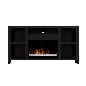 Bridgevine Home Urban Loft Fireplace TV Stand, 62 inches, Accommodates TVs up to 70 inches, Fully Assembled, Poplar Solid Wood, Mocha Finish