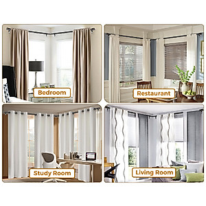 Heavy Duty Corner Window Curtain Rods 36 to 72 Inch, HOTOZON 1 Inch Telescoping Single Drapery Rod, Black, End Cap Finials