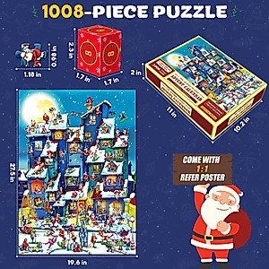 Advent Calendar 2023 Christmas Puzzles for Kids and Adults, 2023 Christmas 24 Days Countdown Calendars, Christmas Gifts for Boys Girls,1008 Pieces Christmas Puzzle in 24 Boxes,Christmas