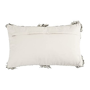 Creative Co-Op Wool Cream Kilim Pillow with Grey Fringe Accents