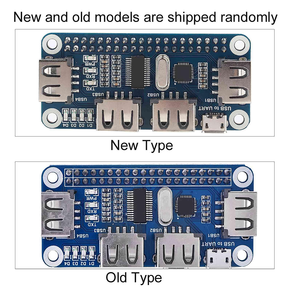 Fosa USB to UART Onboard 4 Port USB HUB HAT for Raspberry Pi B+ / 2B / 3B / Zero/Zero W