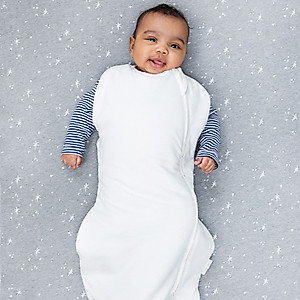 Happiest Baby Sleepea Comforter Swaddle - 100% Organic Cotton Baby Swaddle Blanket - Doctor Designed Promotes Healthy Hip Development (Ivory, Small)