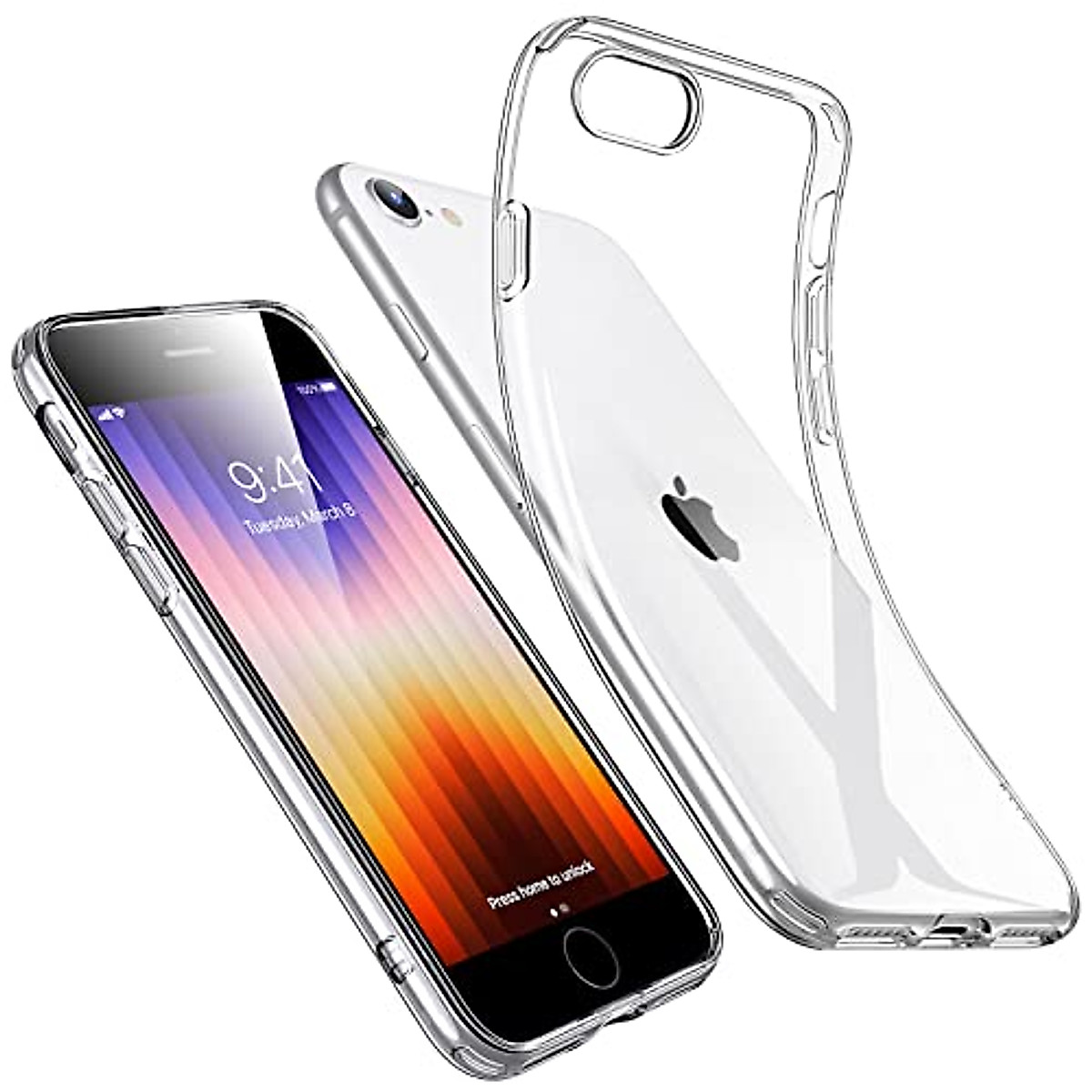 ESR Essential Zero Designed for iPhone SE 2020 Case, iPhone 8 Case, iPhone 7 Case, [Yellowing-Resistant TPU] [1.1 mm Thick Back Case] [Shock-Absorbing Air-Guard Corners] Flexible Silicone Case, Clear