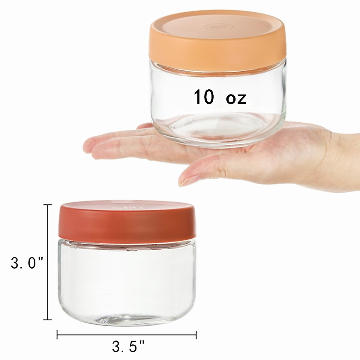 Cididu 8 Pack Glass Jar with Airtight Lid, 10 oz Overnight Oats Container, Clear Food Yogurt Container to Go, Leak Proof Glass Candy Canning Jars for Food Prep, Spice, Snacks, Jam, Beans, Kitchen
