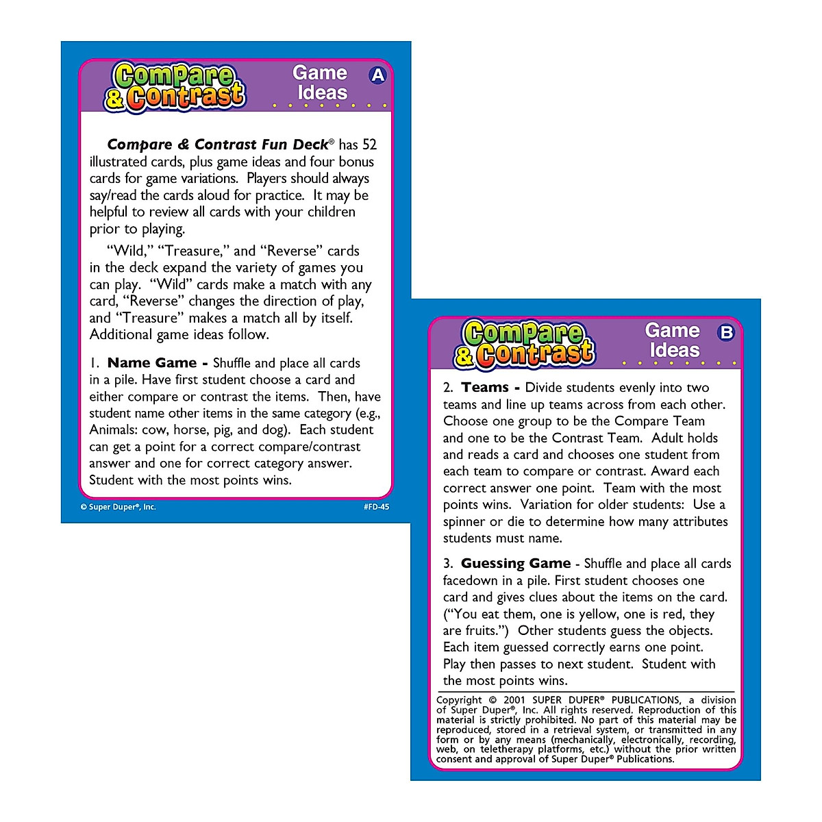 Super Duper Publications | Compare and Contrast Fun Deck | Language Development and Reasoning Skills Flash Cards | Educational Learning Materials for Children
