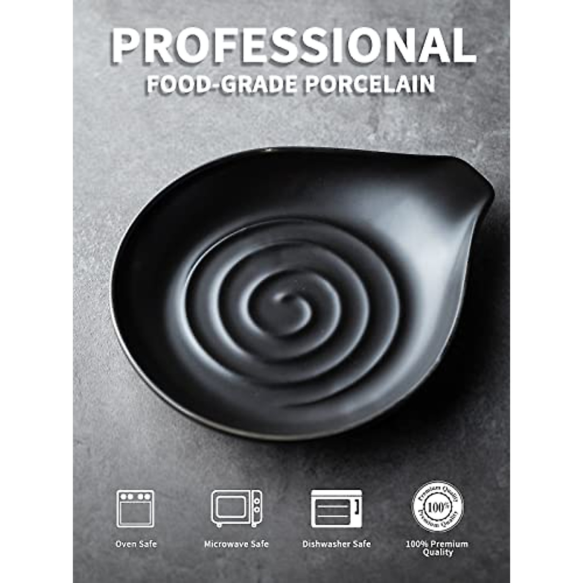 Spoon Rest for Stove Top Cooking Spoon Holder for Kitchen Countertop Large Holder for Spatula, Spoons or Tongs, Framhouse Decor, Housewarming Gifts, Black