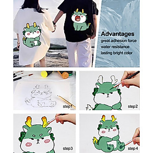 Colorful Fabric Paint Set for Clothes, with 6 Brushes,1 Palette, 14 Colors Permanent Child Safe & Non- Toxic Fabric Paint Kit for T-Shirt, Bags and Cloth Shoes