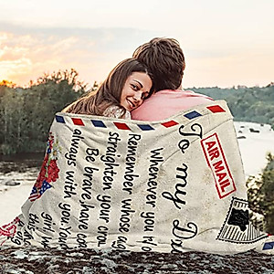 Envelope Blankets for Daughter,to My Daughter Blanket,Unique, Ultra-Soft Flannel Throw Blanket for Holiday Birthday for Bed Sofa Camping 60x50 inch