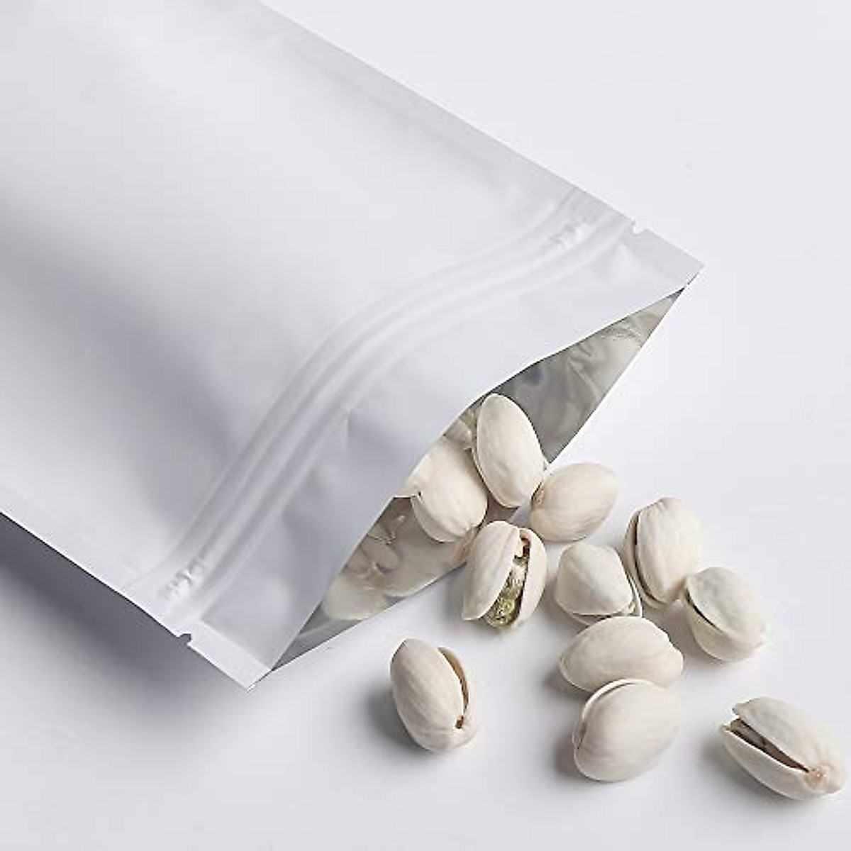 QQ Studio 100pcs Double-Sided Matte Foil Flat Packaging Zipper Seal Bags (3" x 4", Matte White)