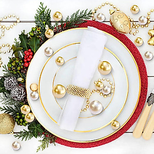 LWQYHTT Pearl for Vase Filler and Transparent Water Gels No Hole Pearl Beads for Wedding Centerpiece Home Table Decor, Pearls for Brush Holder 130PCS (Creamy White, Gold)