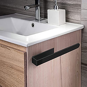 Bicico Hand Towel Holder, Black Towel Bar, 15 Inch Self Adhesive Bathroom Hand Towel Holder Stick on Wall