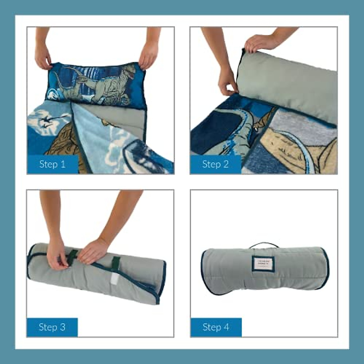 Jurassic World 24"(W) X 45"(L) Soft Toddler Nap Mat with Pillow and Blanket Perfect for Preschool, Daycare, and Travel (100% Official Licensed Product)