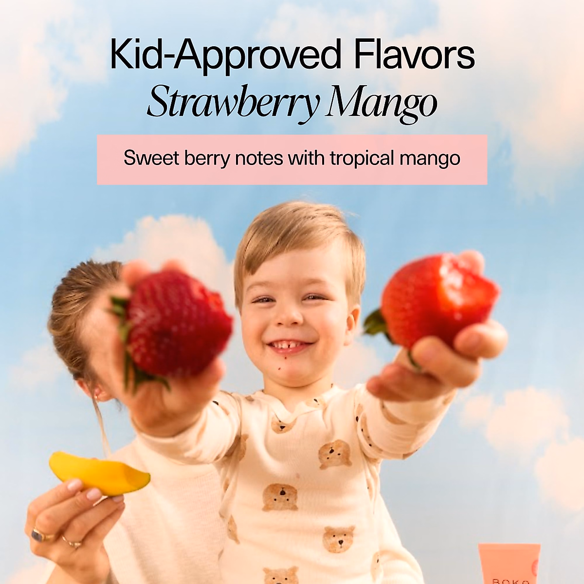 Boka Fluoride Free Toothpaste Nano Hydroxyapatite, Helps Remineralize, Appropriate for Sensitive Teeth, Whitening - for Adult, Kids Oral Care - Strawberry Mango Flavor, 4oz 1Pk - US Manufactured