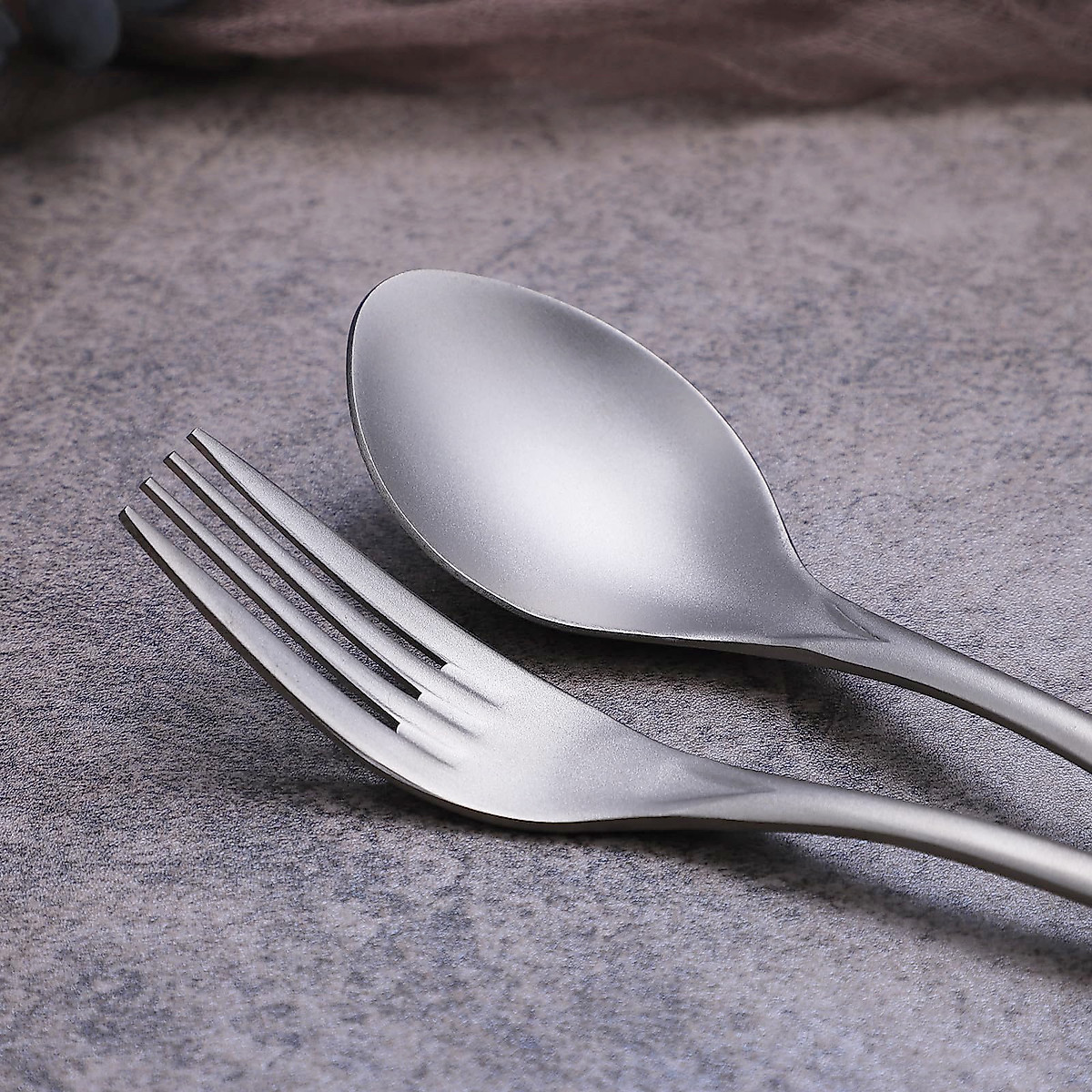 Zerophilo Titanium Cutlery Set, Lightweight Flatware, Modern Design, Dishwasher Safe, Service for 1 (2)