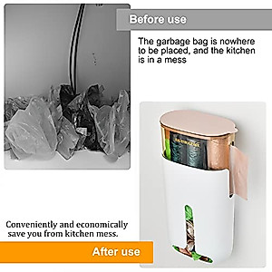 PoerNica Plastic Bag Holder Roll of Trash Bag Organizer 2 in 1 Wall Mount Garbage Bag Dispenser for Home & Kitchen Trash Bag Organization