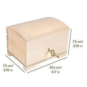 Creative Deco Small Wooden Jewelry Box | Lockable Storage Box with Lock & Key | 4.17 x 2.95 x 2.95 in | Plain, Unpainted & Unfinished | Keepsake Trinket Treasure Chest