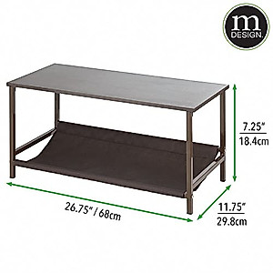 mDesign Shoe Storage Shelf with Fabric Rack for Entryway, Hall, Mudroom, Closet, Compact 2-Tier Organizer Unit for Wedges, Flats, Sneakers, Wood Top, Metal Frame, Lido Collection, Espresso Brown