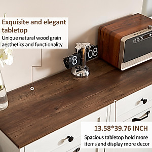 Spurgehom 13 Gallon Tilt Out Trash Cabinet Kitchen Waste Bins, Laundry Hamper Tilt Out Pet Proof Hidden Trash Bin for Kitchen Living Room, Antique White