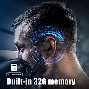 ESSONIO Swimming Headphones Bone Conduction Headphones Bluetooth Headphone for Swiming IPX8 Waterproof Headphones, Built-in 32g Memory