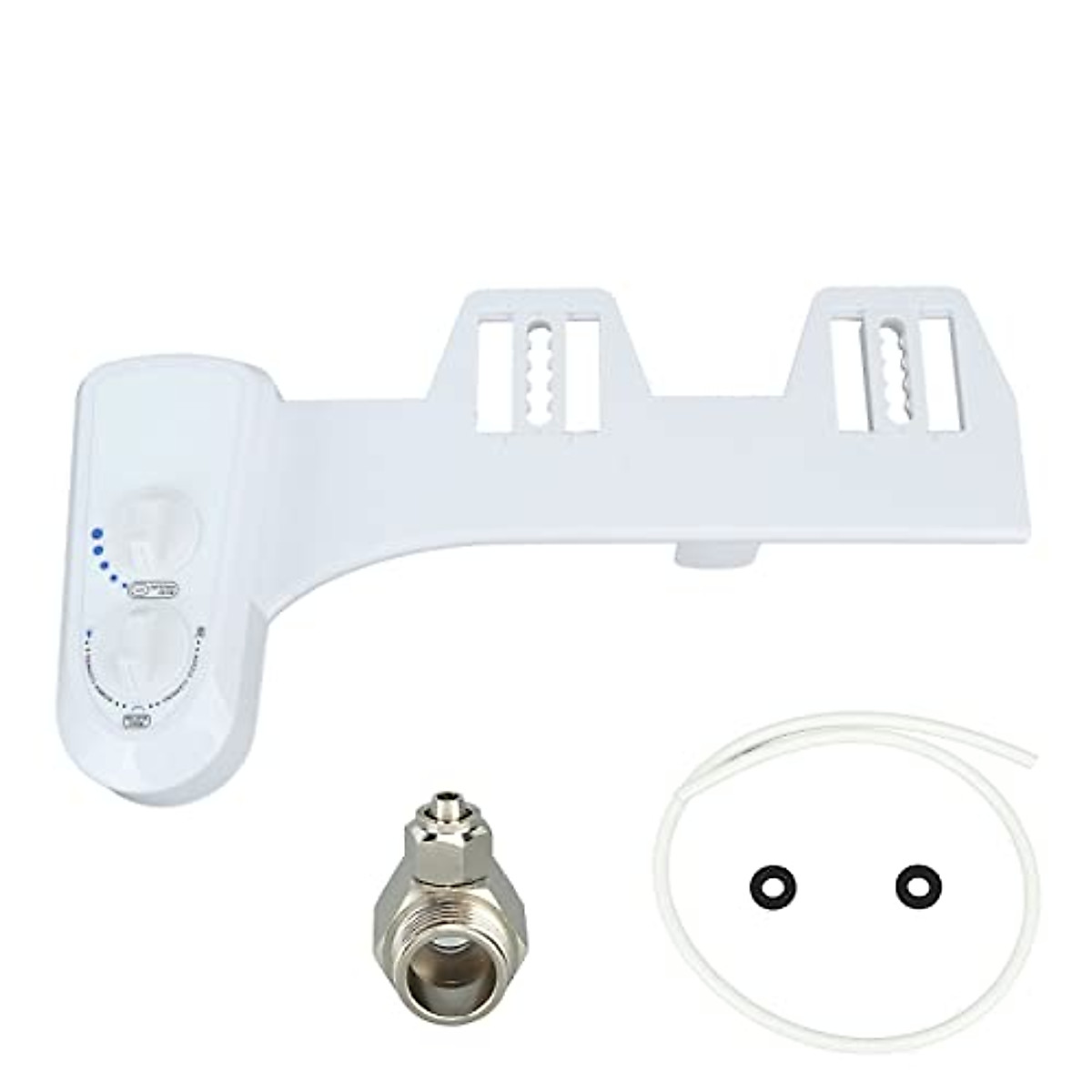 Bidet Toilet Seat Attachment, Self - Cleaning Nozzle, Dual Nozzle Adjustable Water Pressure Cold Water Toilet Bidet Nozzle Non Electric (9/16)