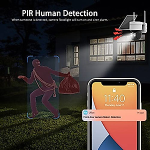 Security Camera Wireless Outdoor Solar Powered, WiFi PTZ Battery Surveillance Camera for Home Security, Color Night Vision, 2 Way Audio, Motion Detection & Phone Alerts, Cloud Storage & SD Card Slot