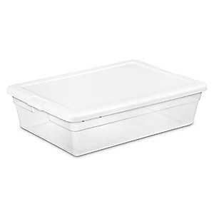 Sterilite 28 Quart Multipurpose Plastic Closet or Under Bed Storage Container Totes for Home or Office Organization, Clear (30 Pack)