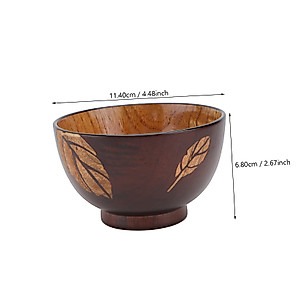 Garneck 1pc Leaves Wooden Bowl Wooden Salad Wooden Dishes Wooden Eating Bowl Wooden Bowls for Food Japanese Noodle Bowl Decorative Food Serving Bowl Japanese-style Jujube Wood Udon Noodle