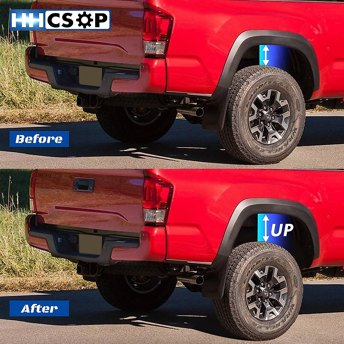 HHCSOP 2" Rear Lift Block Kits Compatible with 1999-2020 Ford F250/F350 Super Duty 2WD 4WD | 2000-2005 Ford Excursion 2WD 4WD, 2 inch Rear leveling Kit with 15.5" Black U bolts