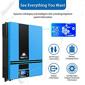 SUNGOLDPOWER UL1741 6500W 48V Solar Inverter,120Vac Input,Pure Sine Wave All in One Inverter, 120A MPPT,120A AC Charger (Parallel + WiFi Monitor+Batteryless + BMS Support) Hybrid Inverter SP6548
