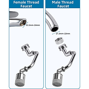 Hibbent 1080° Rotatable Faucet Extender, Swivel Faucet Aerator, Metal Faucet Attachment Dual Function Kitchen Bathroom Sink Sprayer Attachment for Gargle/Eye/Face Washing 15/16'' Male Thread