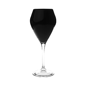 Attractive Durable Stemmed Wine Glasses Set of 6, Lead-Free, Tinted Black Glass with Clear Stem, Quality Drinking Glasses for Red or White Wine. - 15oz Glassware Cups.