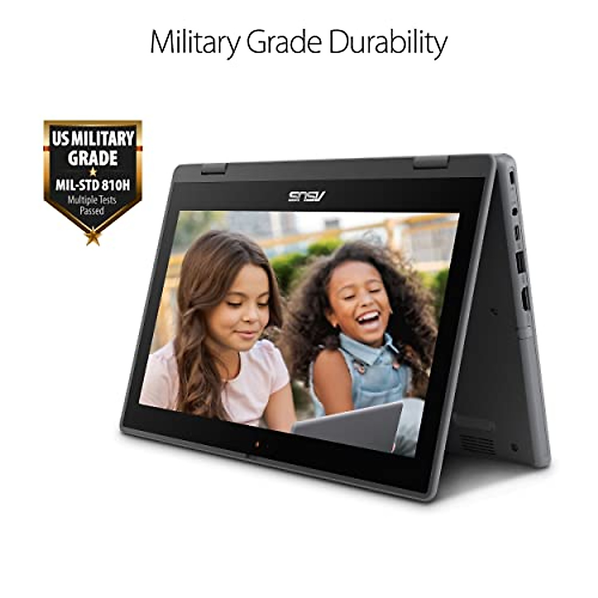 ASUS BR1100 Laptop, 11.6" HD Anti-Glare Touchscreen Display, Intel Celeron N4500, 4GB RAM, 64GB Storage, MIL-STD 810H Durability, TPM 2.0, Windows 10 Pro, Dark Grey, Stylus Included, BR1100FKA-502YT